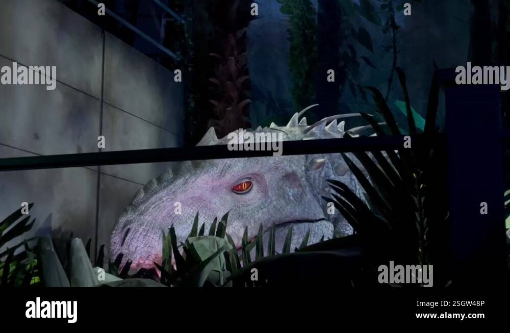 Jurassic World Indominus Rex Dinosaur Animatronics. Super Zoom In Stock ...