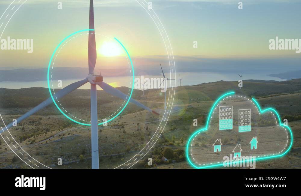 Digital Presentation Of A Wind Turbine Generating Alternative Energy ...