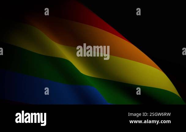 A high-quality 3D animation of the Polysexual Pride flag waving under ...