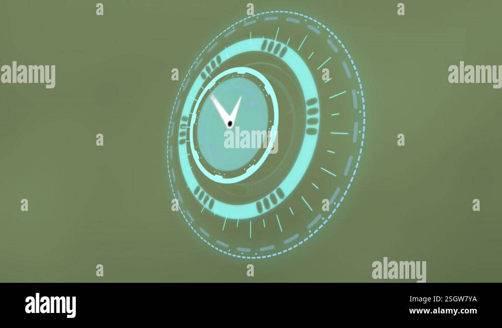 Animation of scope scanning with clock on green background Stock Video ...