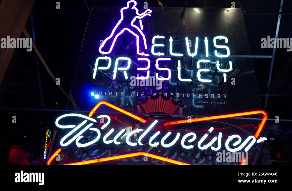 Elvis Presley neon sign at Beale Street in Memphis - the home of Blues ...