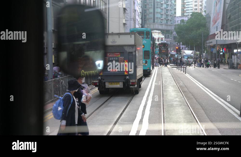 Famous double-decker trams on the street Stock Video Footage - Alamy