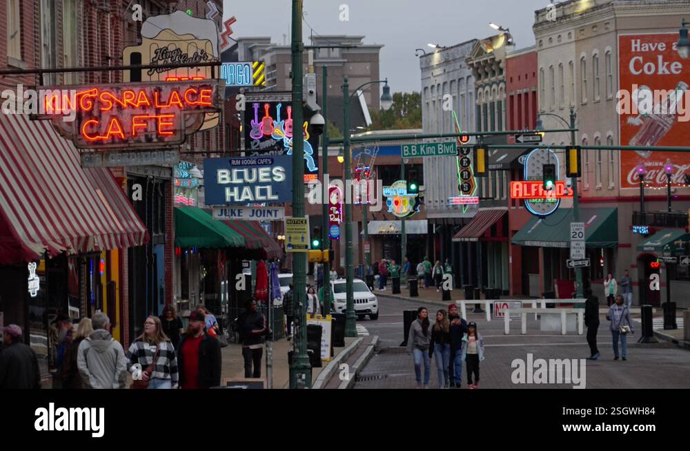 Famous Beale Street in Memphis- the home of Blues and Rock Music ...