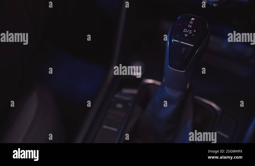 man switches automatic transmission in the car Stock Video Footage - Alamy