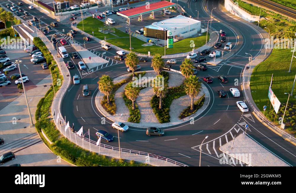 Aerial top down view of the most famous and mythical roundabout with ...