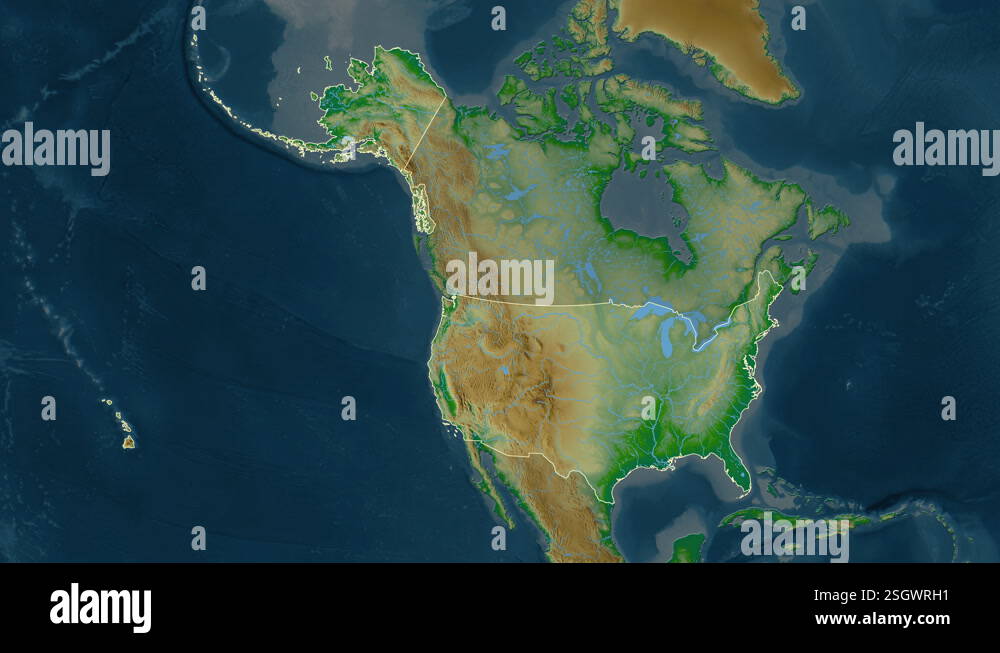 United States with Alaska and Hawaii map - solid. Regions. Physical ...