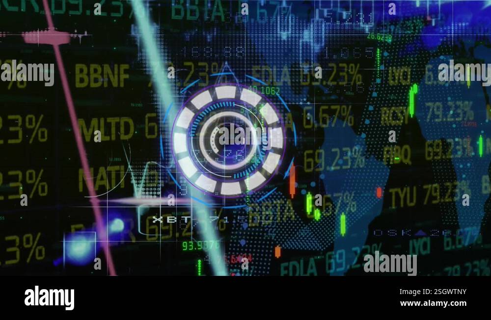 Animation of scope scanning, numbers and data processing on blue background Stock Video Footage ...