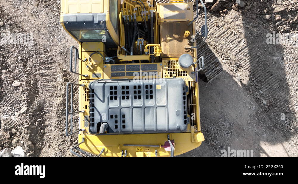 Industrial mine excavators are digging the soil in the construction ...