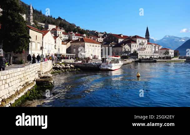 Perast, Montenegro - January 3, 2025: Architecture of the historic town ...