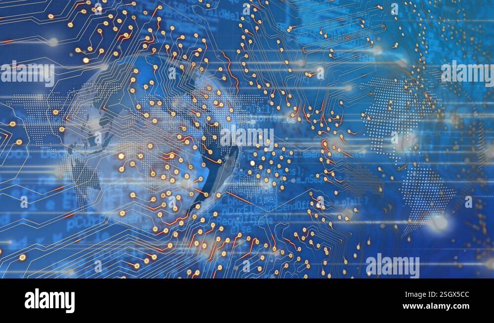 Animation of data processing over globe Stock Video Footage - Alamy