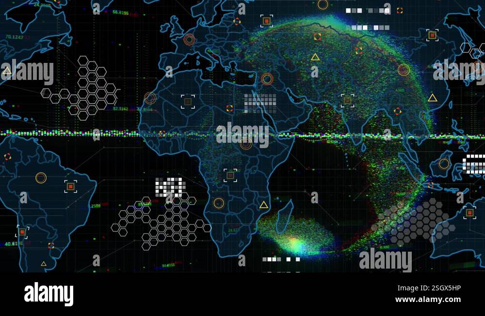 Animation of data processing with globe over world map on black background Stock Video Footage ...