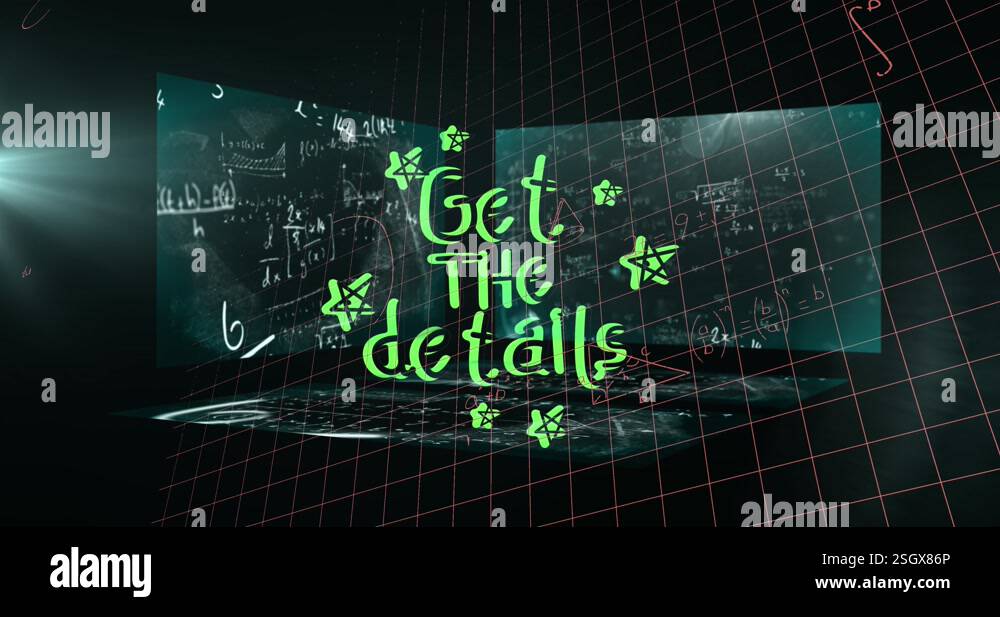 Animation of get the details text and data processing over screens ...