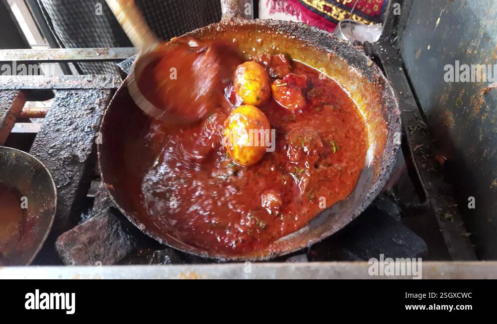 Anda Curry or Egg masala gravy is popular Indian spicy food or recipe ...