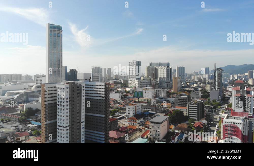 Aerial view of outstanding apartments and colorful houses - moving ...