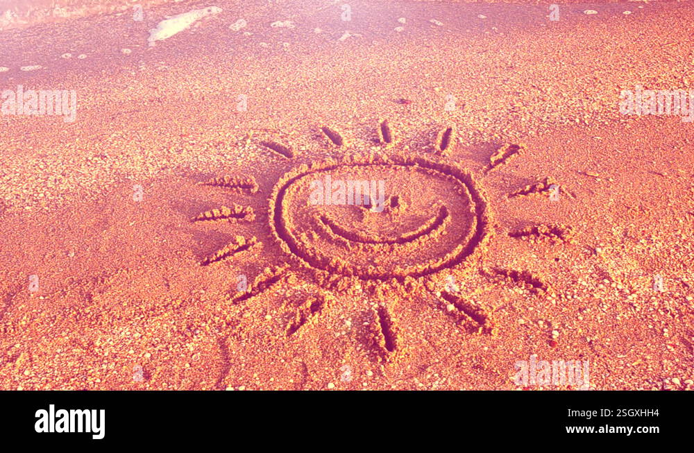 Beach and drawing. Sun drawing on the beach Stock Video Footage - Alamy