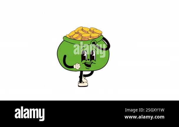 Retro cartoon style coin with a pot of gold, designed as a St. Patrick ...