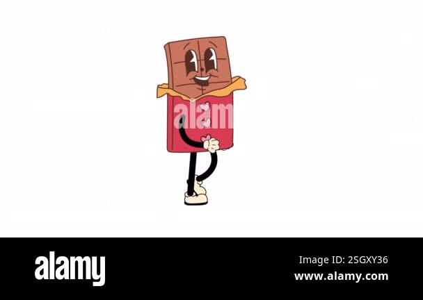 Retro cartoon style chocolate bar designed as a Valentines Day mascot ...