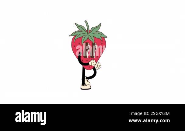 Retro cartoon style strawberry, designed as a Valentines Day mascot ...