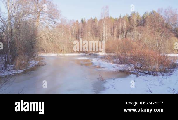Countryside in early spring. Early spring landscape with melting snow ...