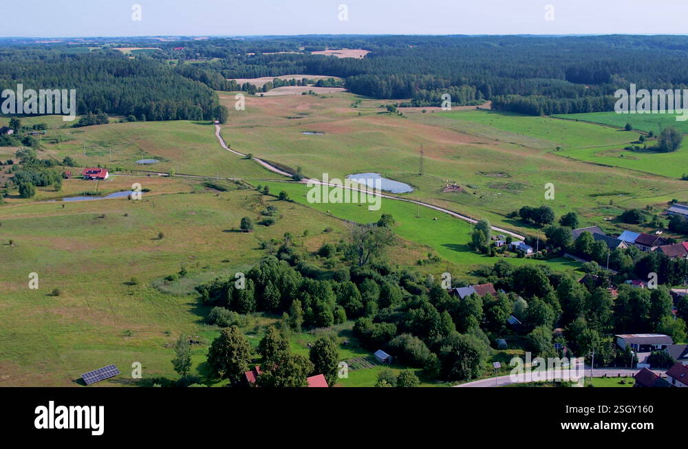 Poland Farms, Rural Scenery Farmland Summer. European House Farm Into ...