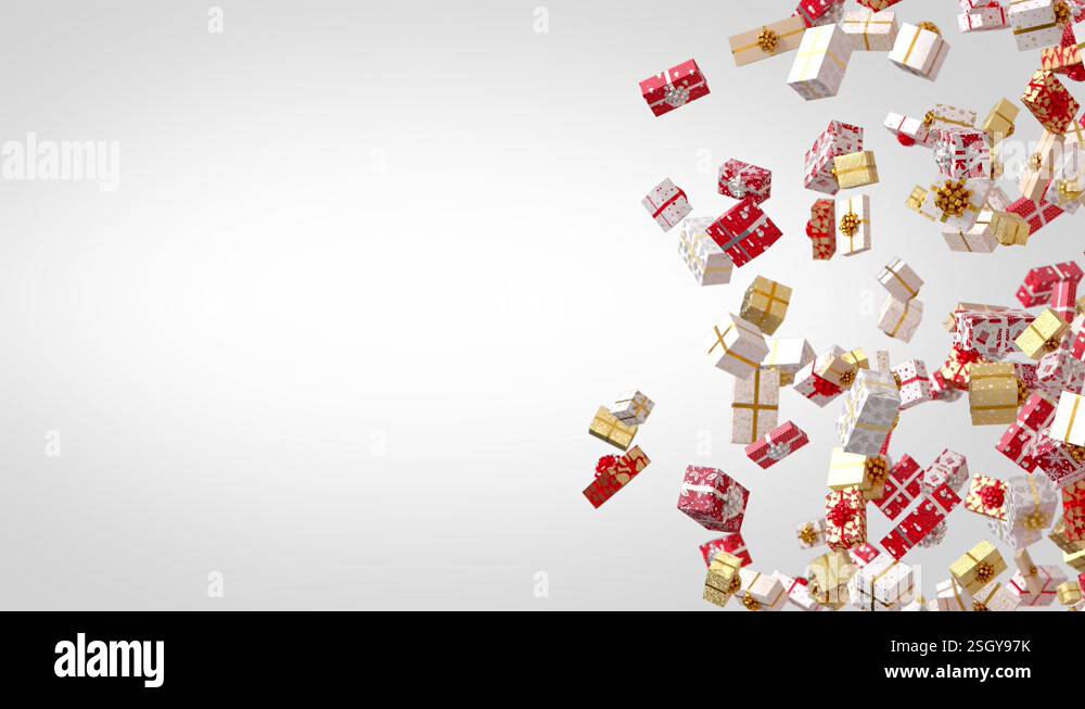 Falling New Year Gifts, Endless Loop on White Background Stock Video ...