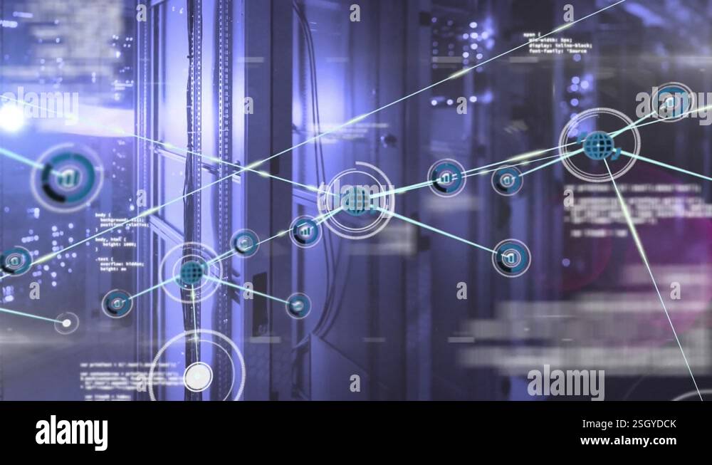 Animation of connected icons and lens flares with programming language ...