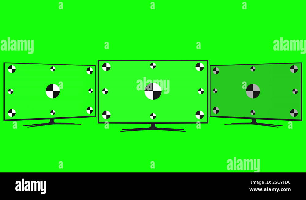 Three Smart Tv with green screen on green background animation. 3D ...