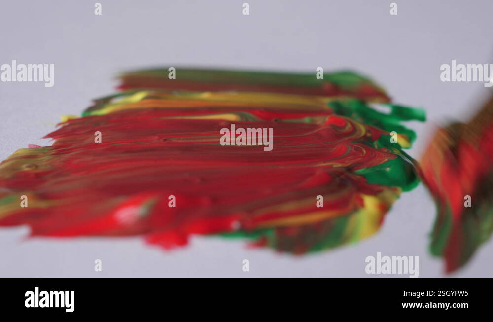 Artist Mixes Different Colors of Paint With Brush for Drawing ...