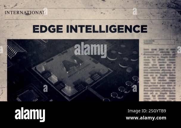 Edge Intelligence Title on Newspaper headline Style Stock Video Footage ...