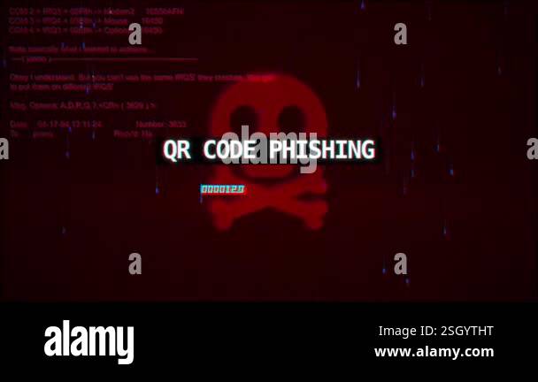 QR Code Phishing Warning Text on hacking background screen Stock Video Footage - Alamy