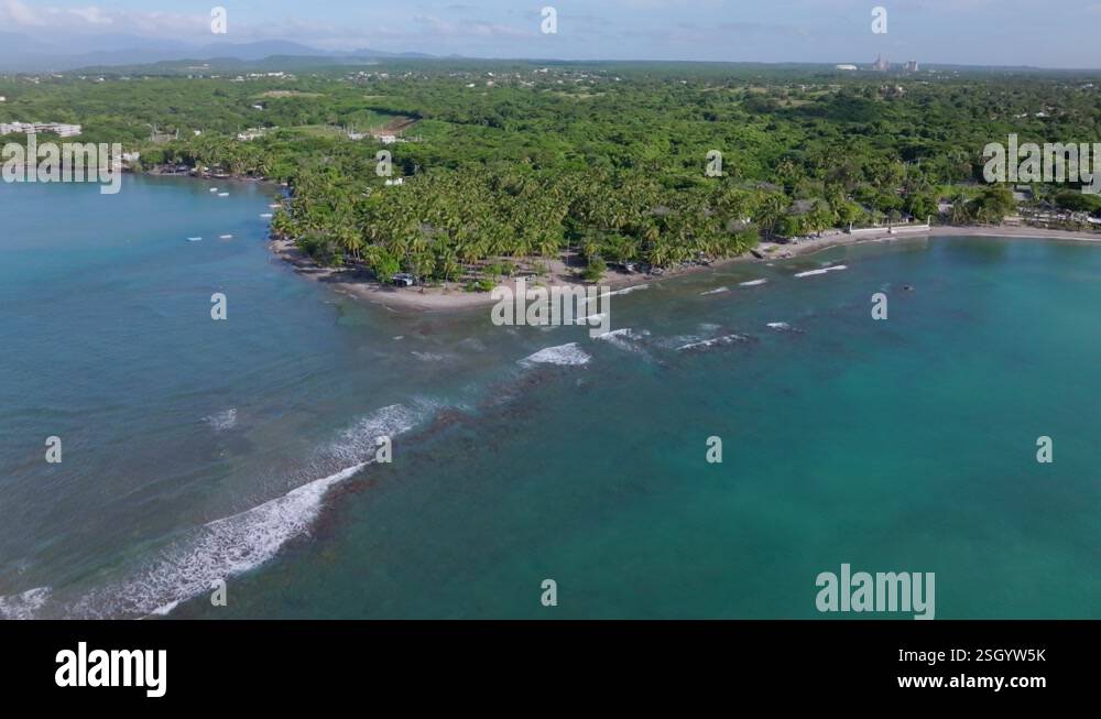 Aerial View Of Beautiful Idyllic Beach Playa Palenque On The Caribbean ...