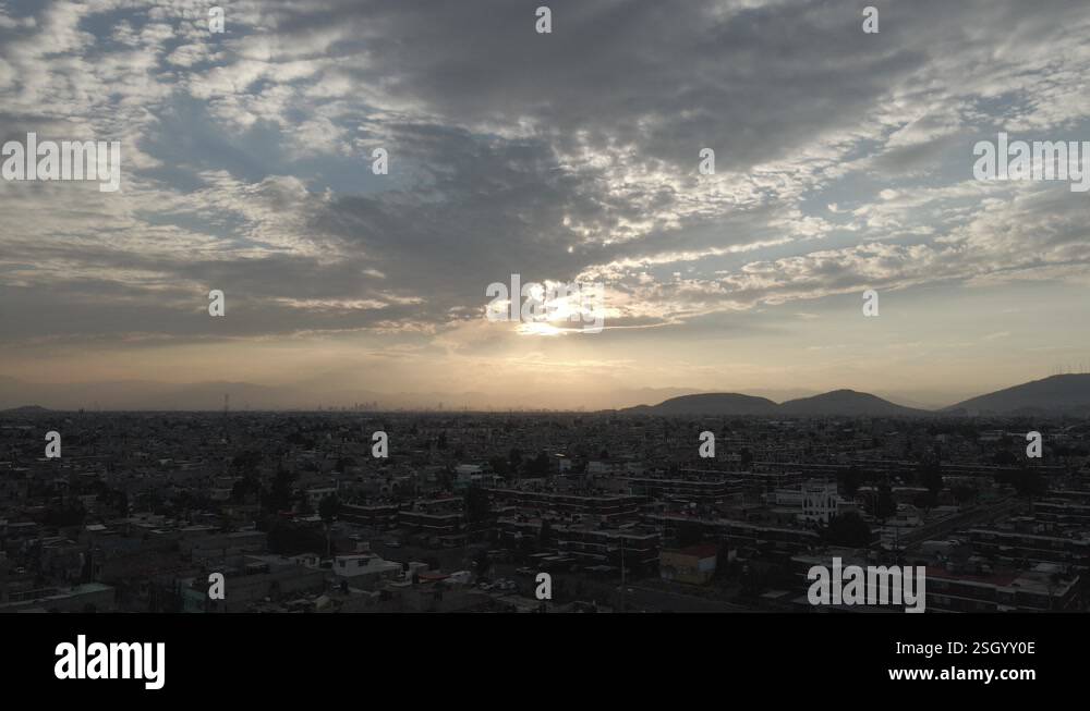 Cinematic skyline ascending shot above Mexico City. Parque Mexico ...