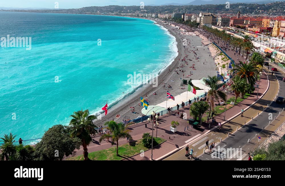 France, Nice, 27 September 2022: Top view of the famous English ...