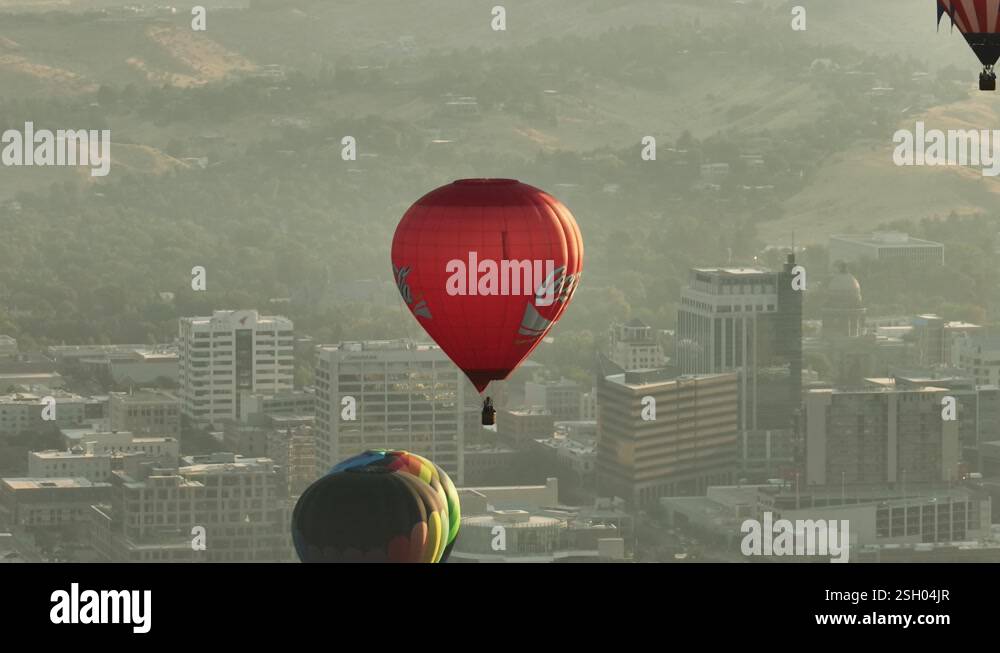 Aerial view of a Coca Cola hot air balloon in Boise, Idaho Stock Video ...