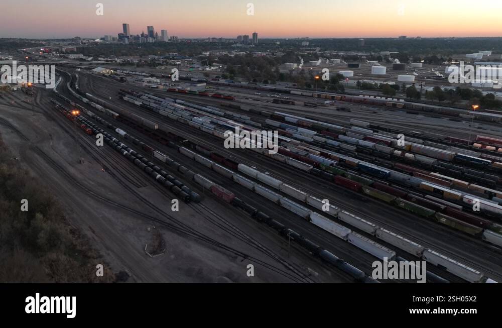 Railroad switching yard. Rail train travel and logistics shipping ...