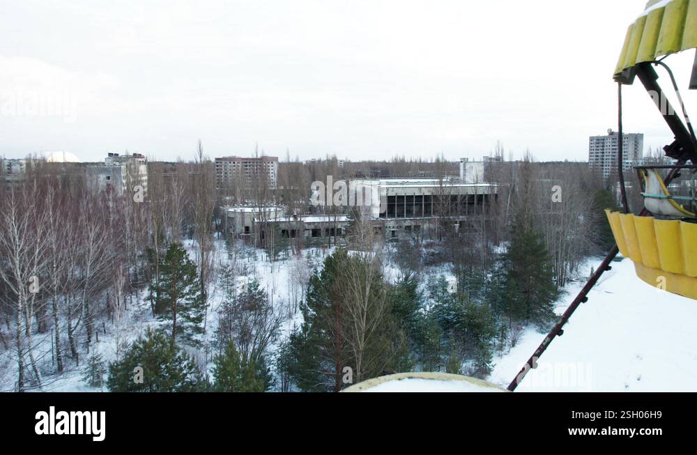 Ferris wheel cabins above Pripyat in winter Chernobyl exclusion zone ...