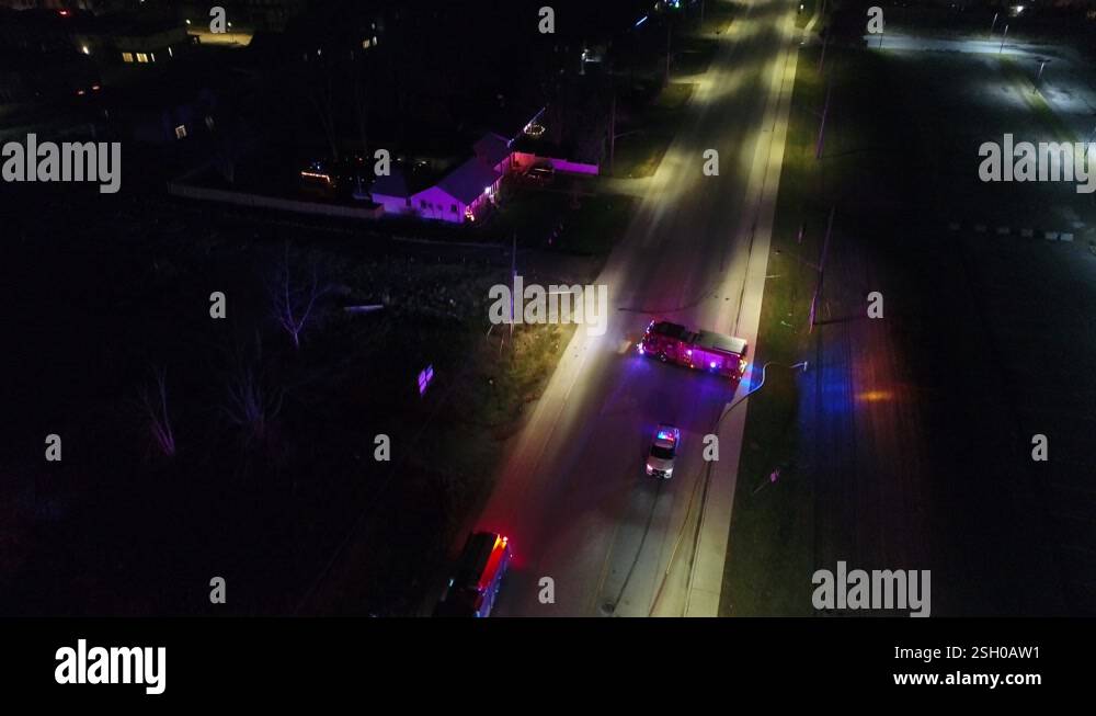 Tilt Up Revealing Emergency Vehicles Blocking Off Roads By ...