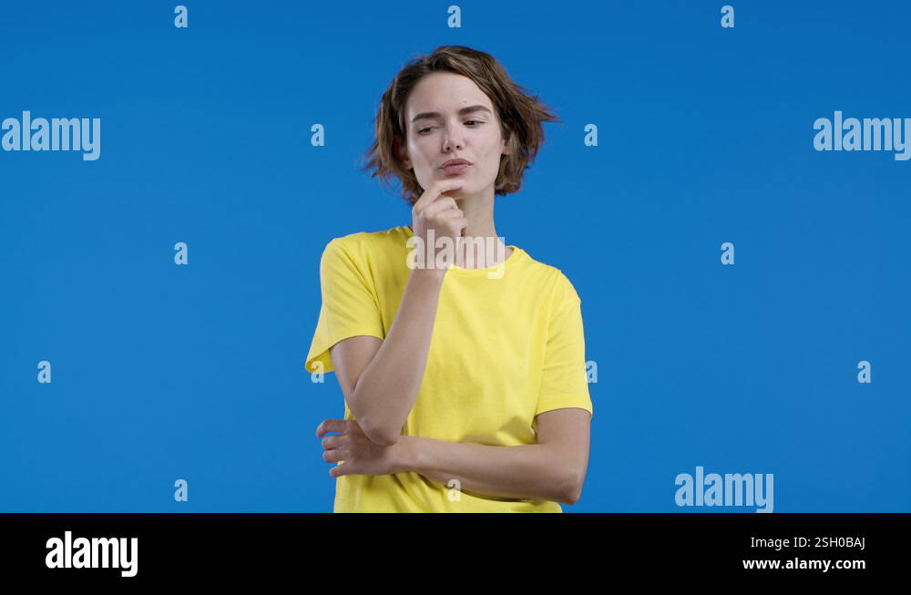 Smart student woman showing answer, eureka gesture or remembered what ...