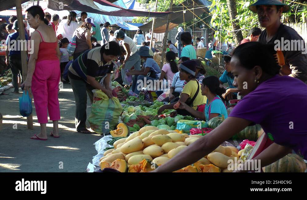 Outdoor food market at Sibalom city in the Republic of the Philippines Stock Video Footage - Alamy