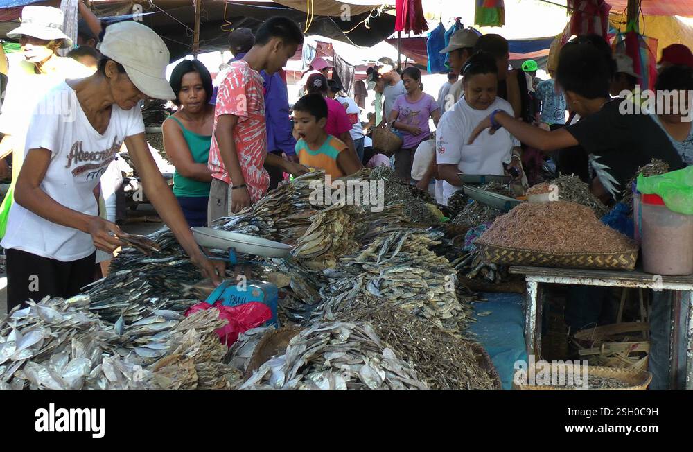 Outdoor food market at Sibalom city in the Republic of the Philippines Stock Video Footage - Alamy