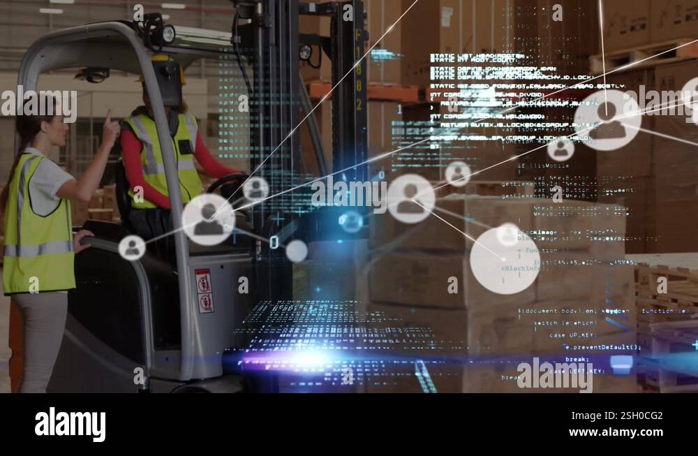 Animation of connections and data processing over people working in ...