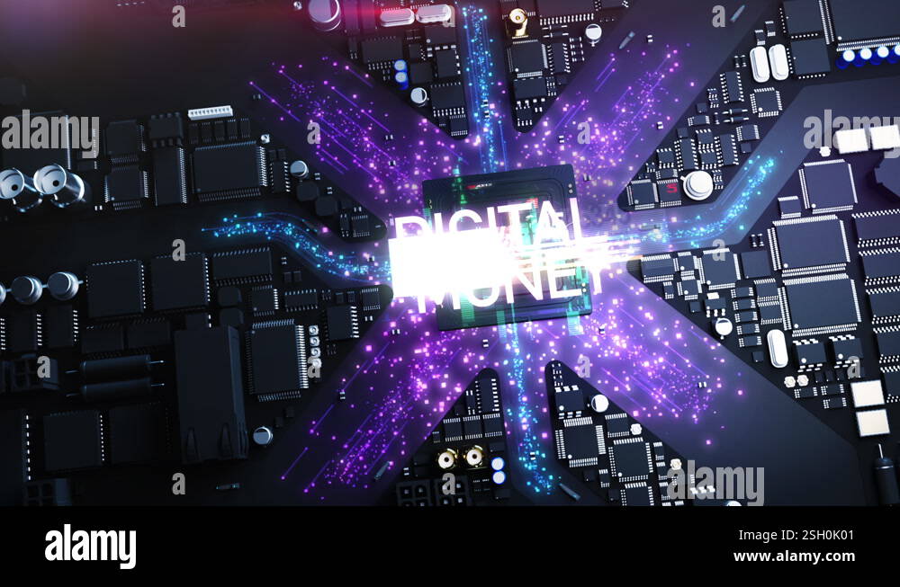 digital currency . the city in the style of computer hardware ...