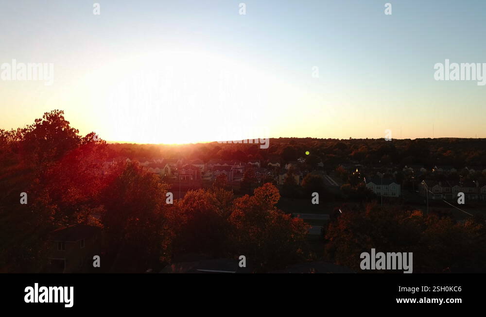 Rural settlement in the countryside with sky and sunset,Tulsa, Oklahoma ...
