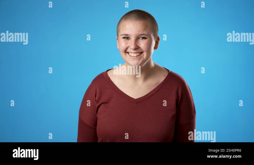 Smiling nod head look around pretty gender fluid non binary young woman ...