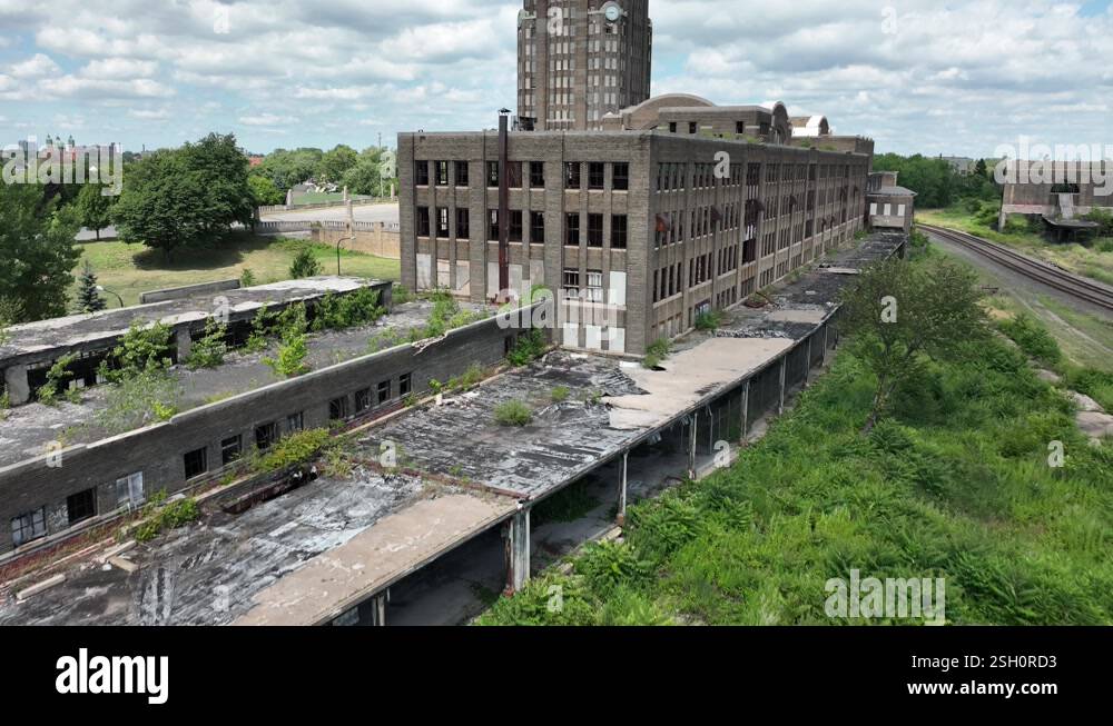 An aerial flyover of the Grand Central Railway Station out buildings in ...