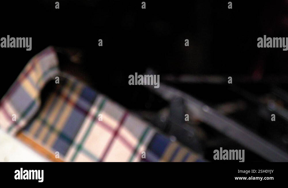 Slow Motion Rack Focus Shot Of Hammer Hitting On Metal In Factory ...