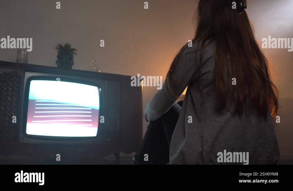 Today's society TV addiction problem, woman feeling lonely at home ...