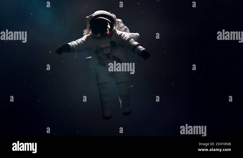 An astronaut lost in deep space drifting tthrough the universe after a ...