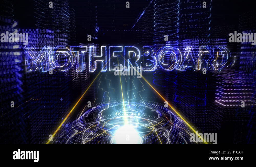 Computer program is creating a hologram Motherboard inside the virtual ...