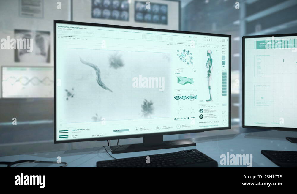 Modern microscopic technology interface examining the pathogenic worm ...